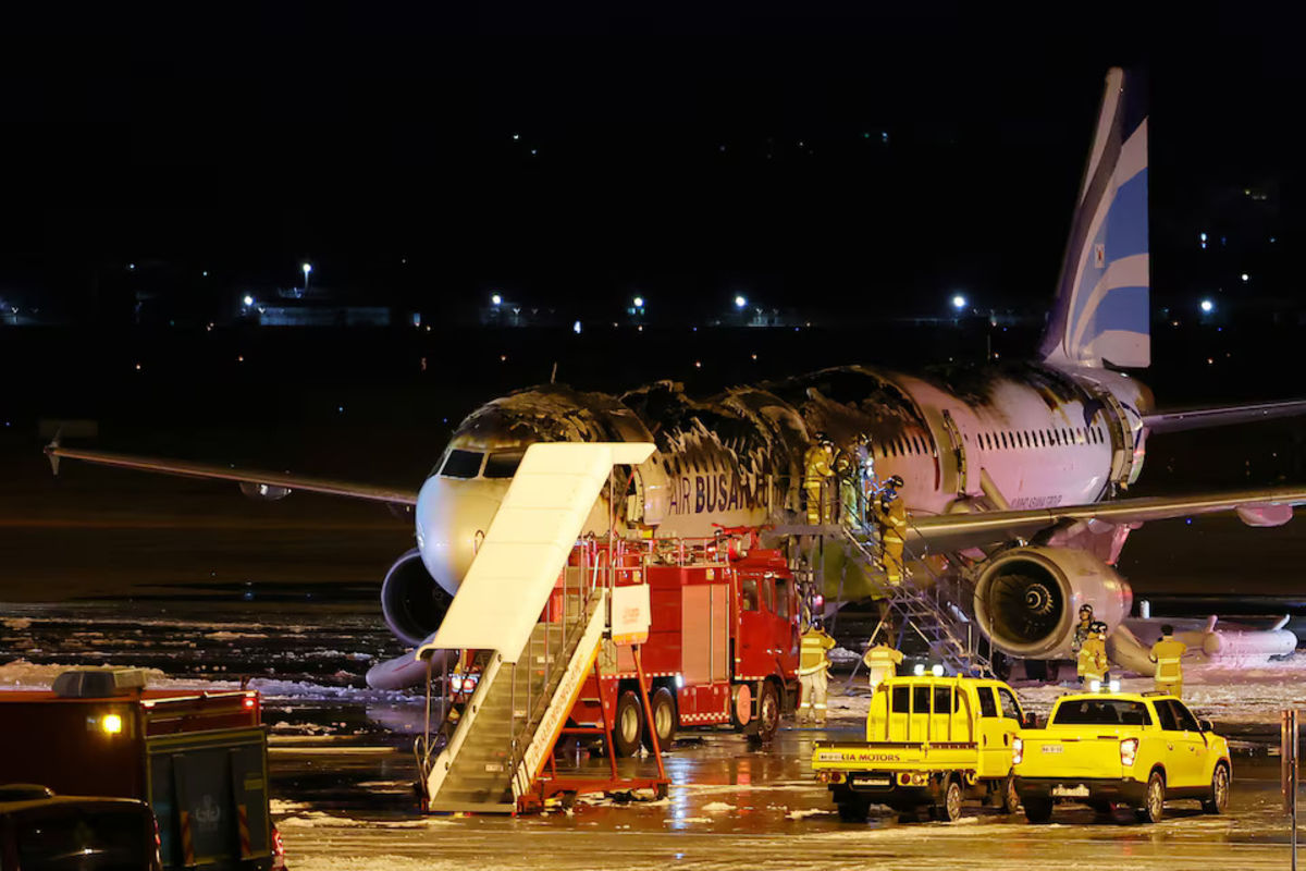 Air Busan Airbus plane catches fire at South Korea's Busan airport ...